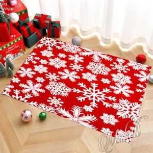 Christmas Rug, Merry Christmas Snowflakes Themed Nonslip Area Rug ...