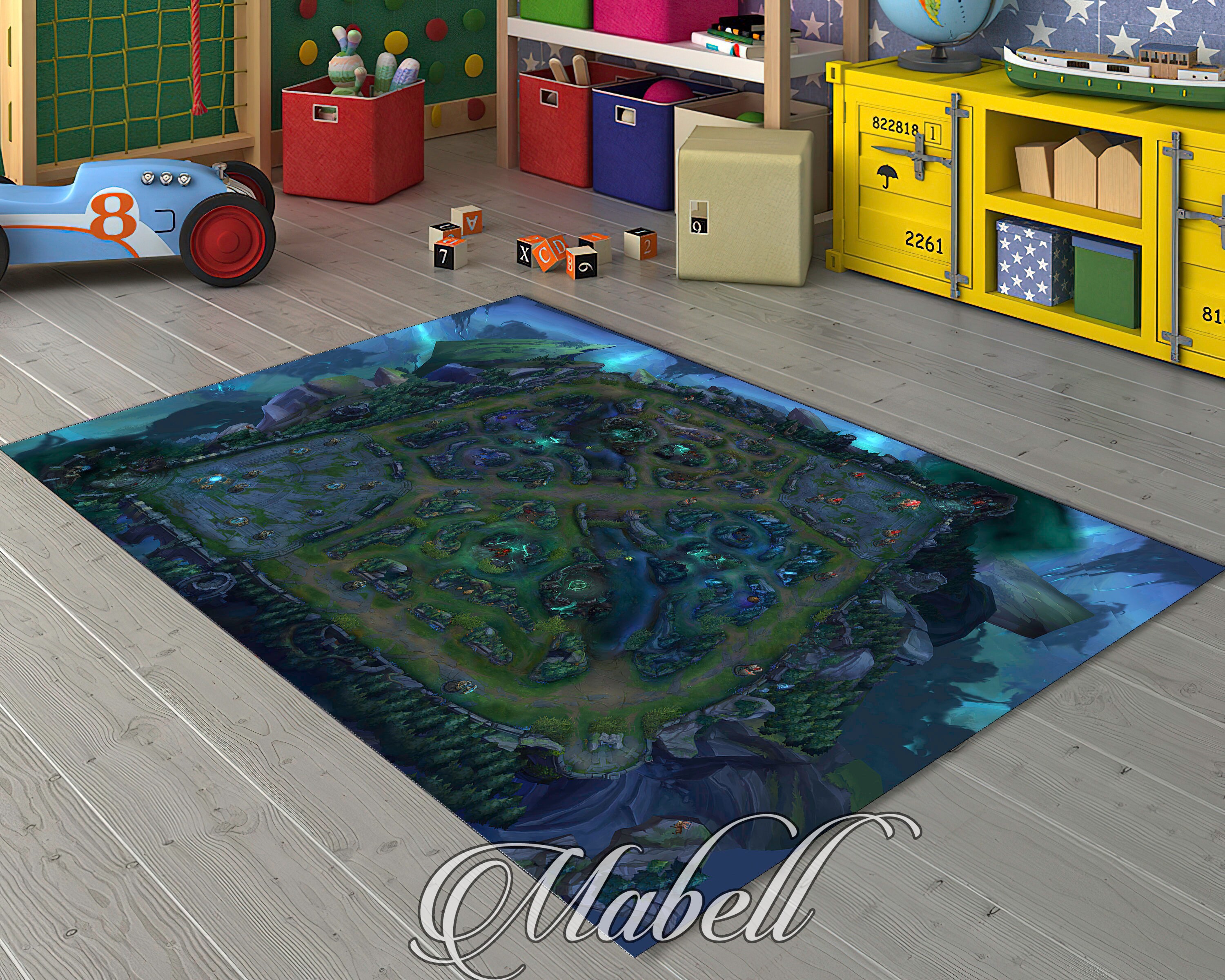 Video Game Rug, Popular Game Map Themed Nonslip Area Rug, Gamer Rug ...
