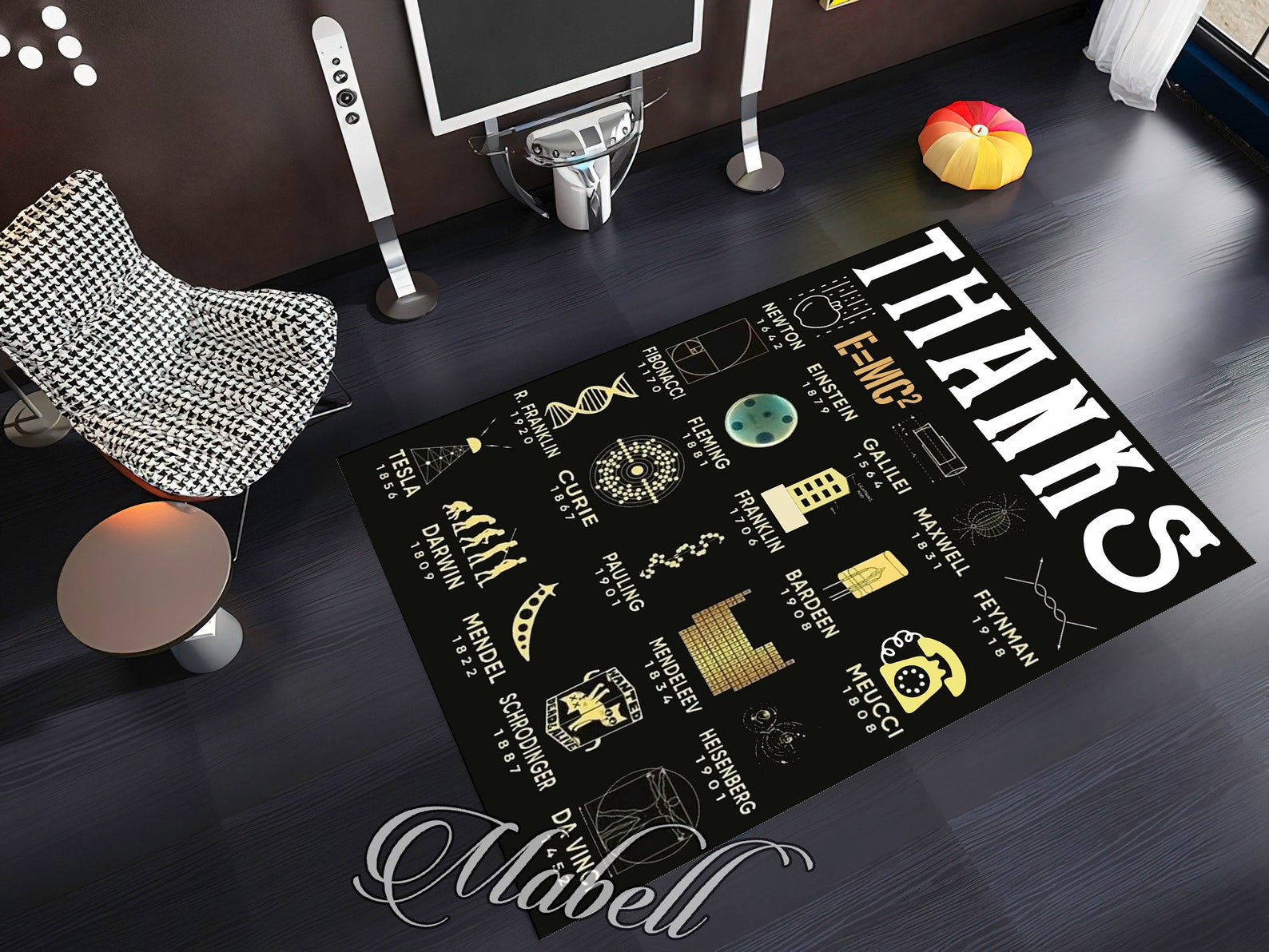 Science Rug, Inventors Inventions Themed Nonslip Area Rug, Science ...