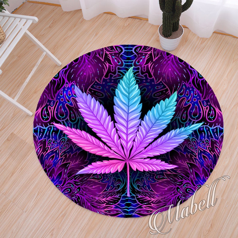 Neon Rug, Fluorescent Leaf Pattern Nonslip Area Rug, Paintbrushes Style ...