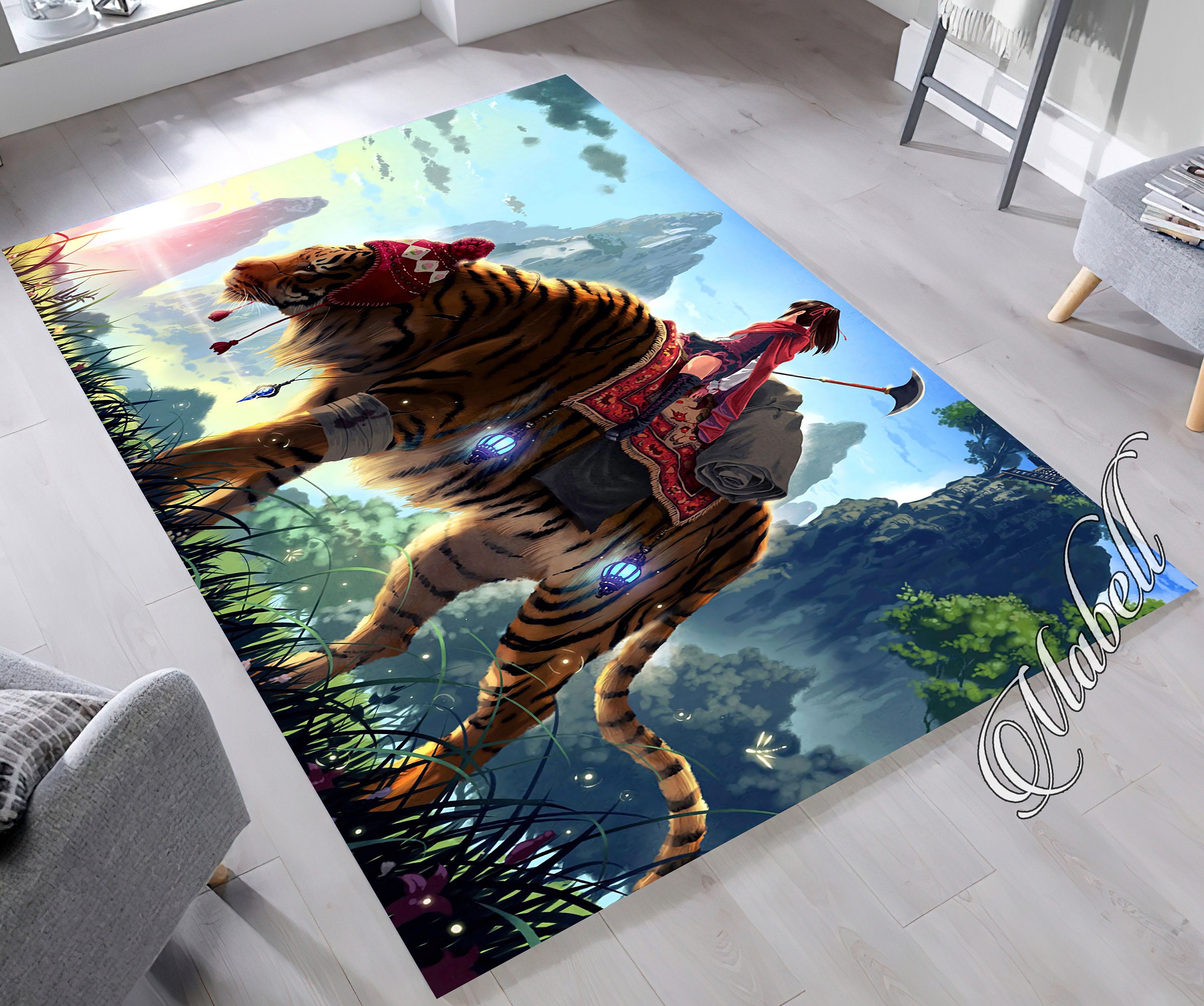 Anime Rug, Anime Girl Themed Rug, Nonslip Area Rug, Cute Rug, Colorful ...