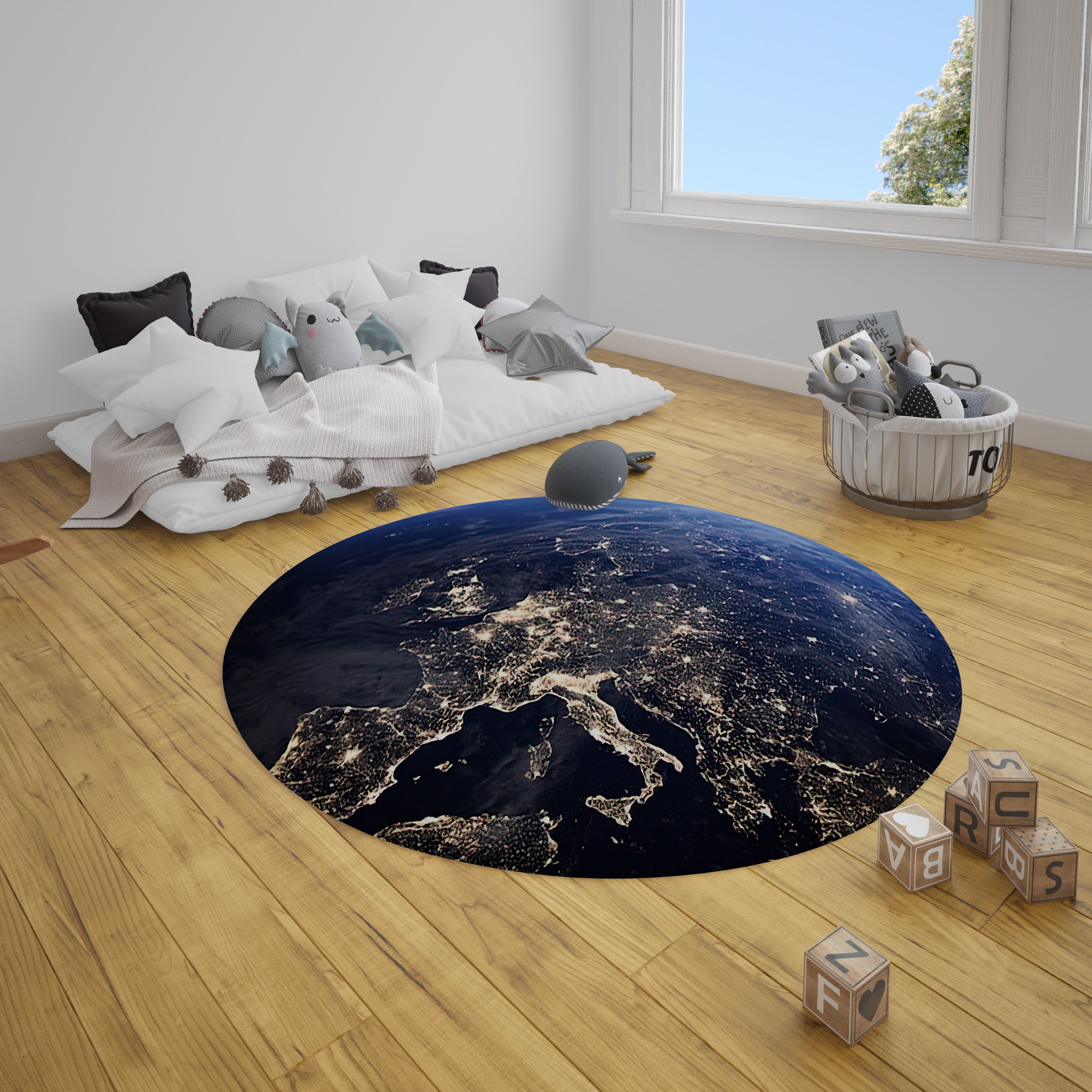 Earth From Space Rug, Kids Room Rug, Nonslip Rug, Kids Room Decor Rug ...