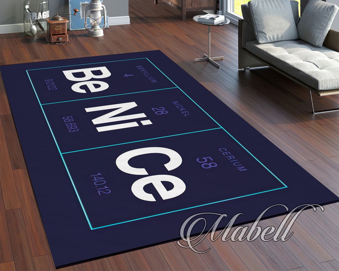 Periodic Table Rug, Living Room Rug, Be Nice Patterned Nonslip Area Rug ...
