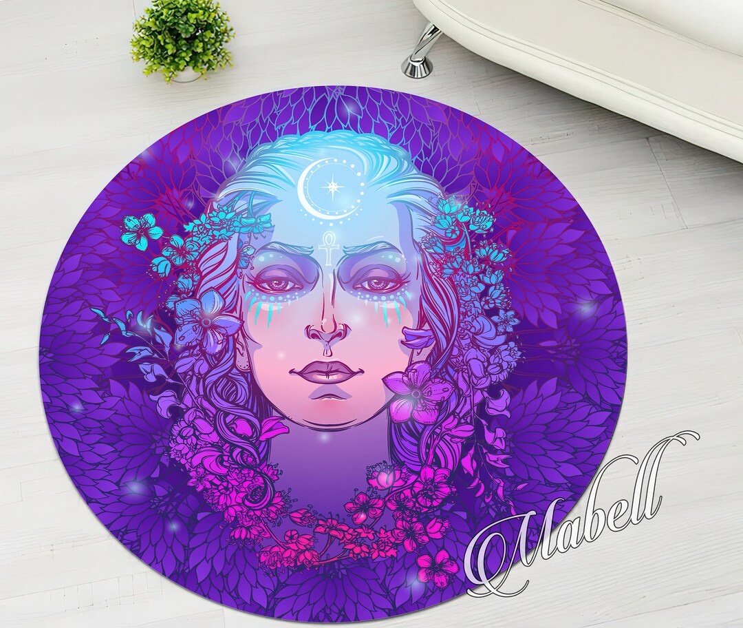Goddess Round Rug, Symbol of Femininity Themed Nonslip Area Rug, Greek ...