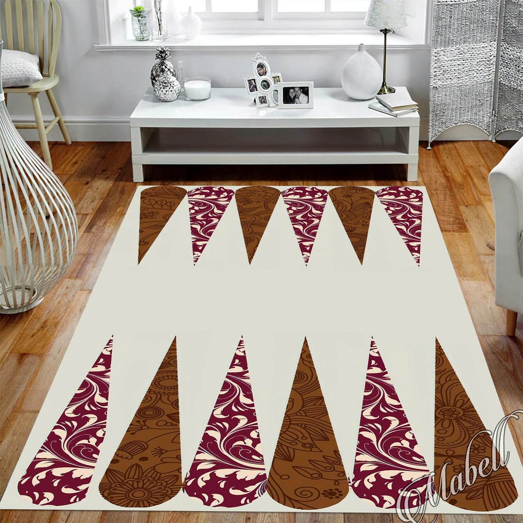 Backgammon Rug, Backgammon Board Patterned Nonslip Area Rug, Playing ...