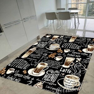 Cappuccino Coffee Rug, Cappuccino Coffee Themed Nonslip Area Rug ...