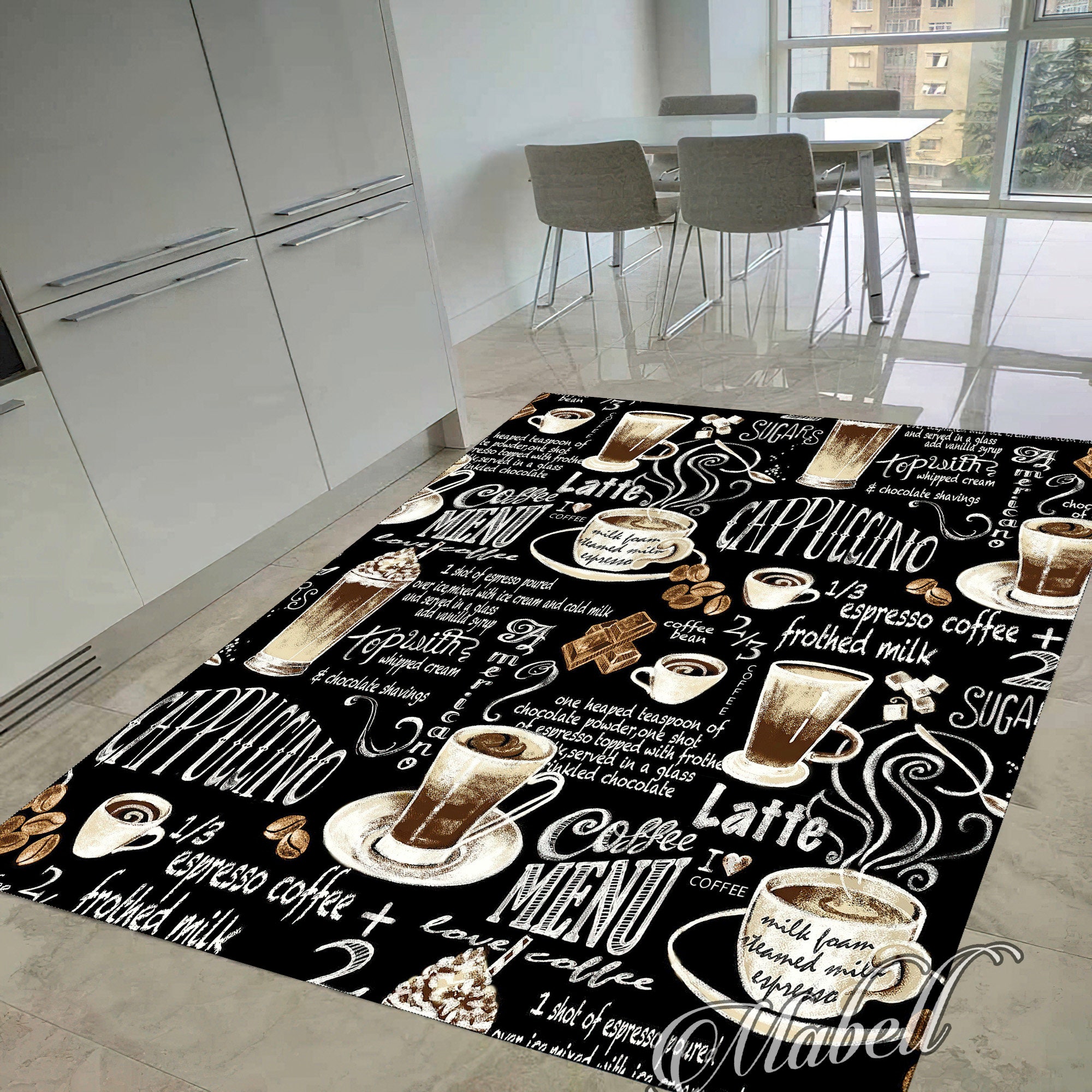 Cappuccino Coffee Rug, Cappuccino Coffee Themed Nonslip Area Rug ...