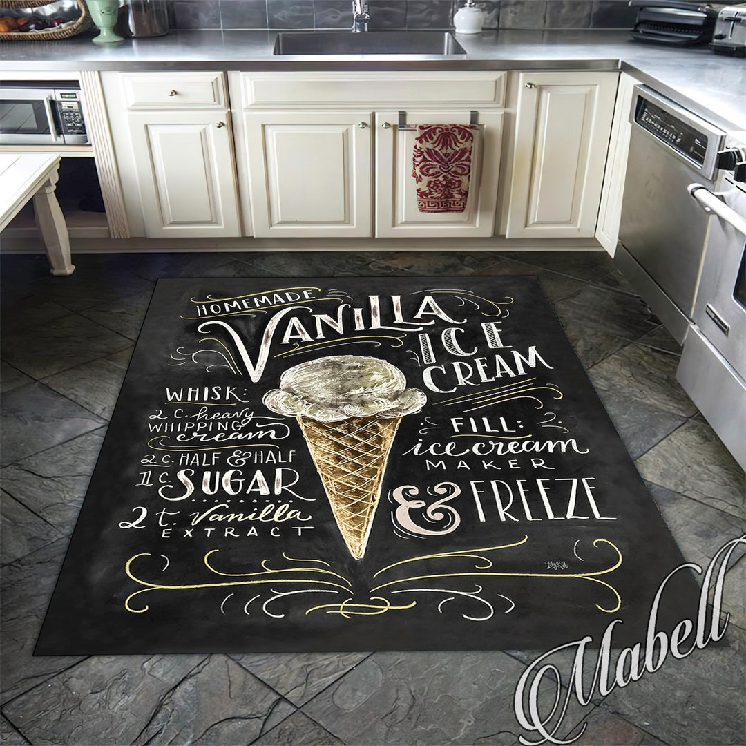 Ice Cream Rug Vanilla Ice Cream Recipe Themed Nonslip Area - Etsy
