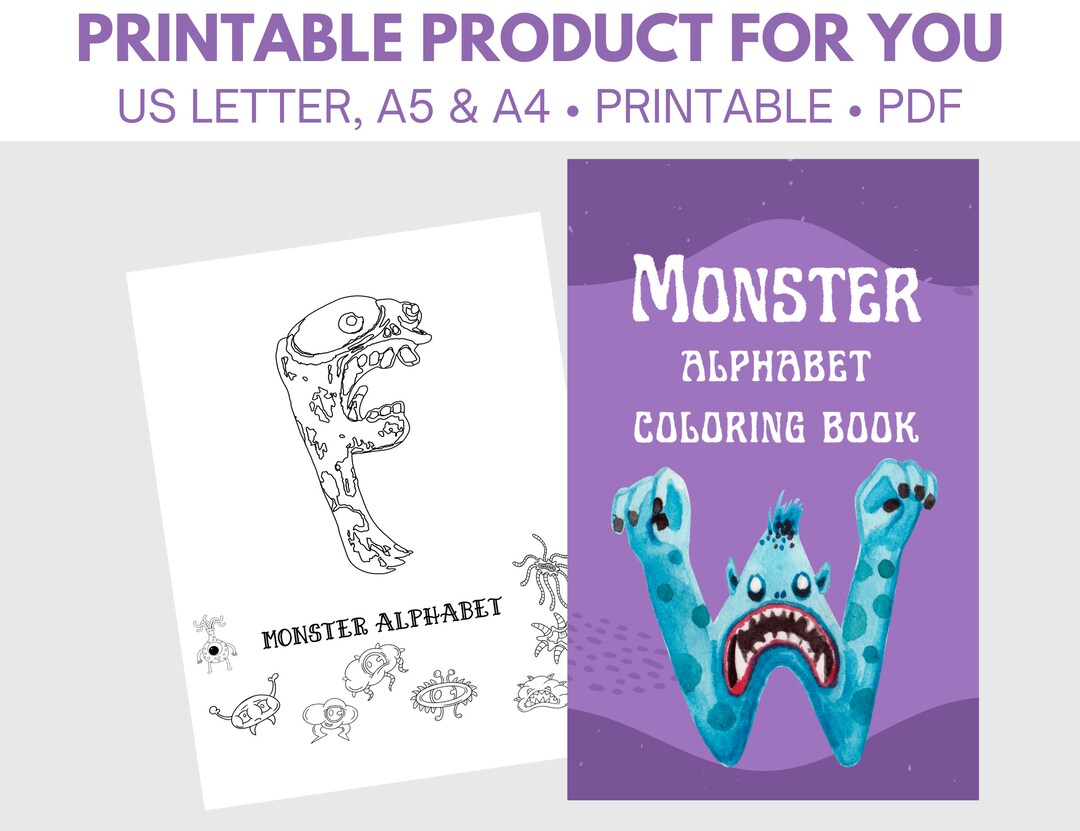 An Alphabet Monster Coloring Book for Artists - Etsy