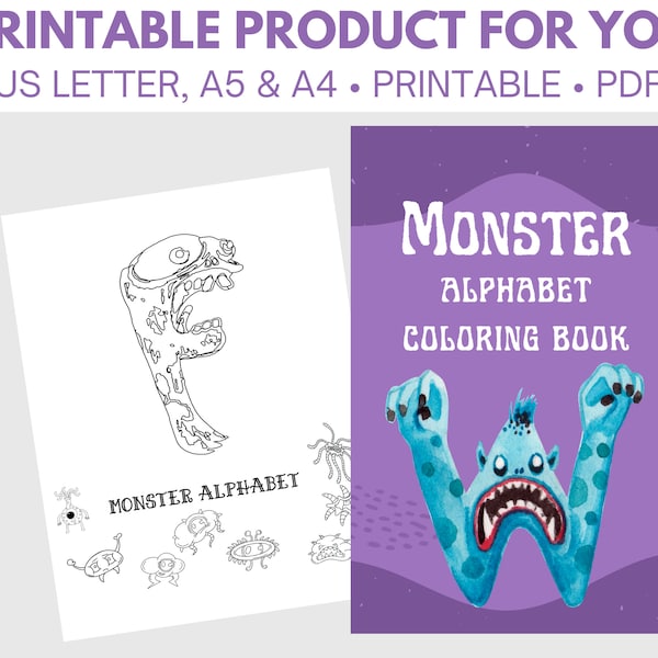 Monster Alphabet Coloring - Etsy