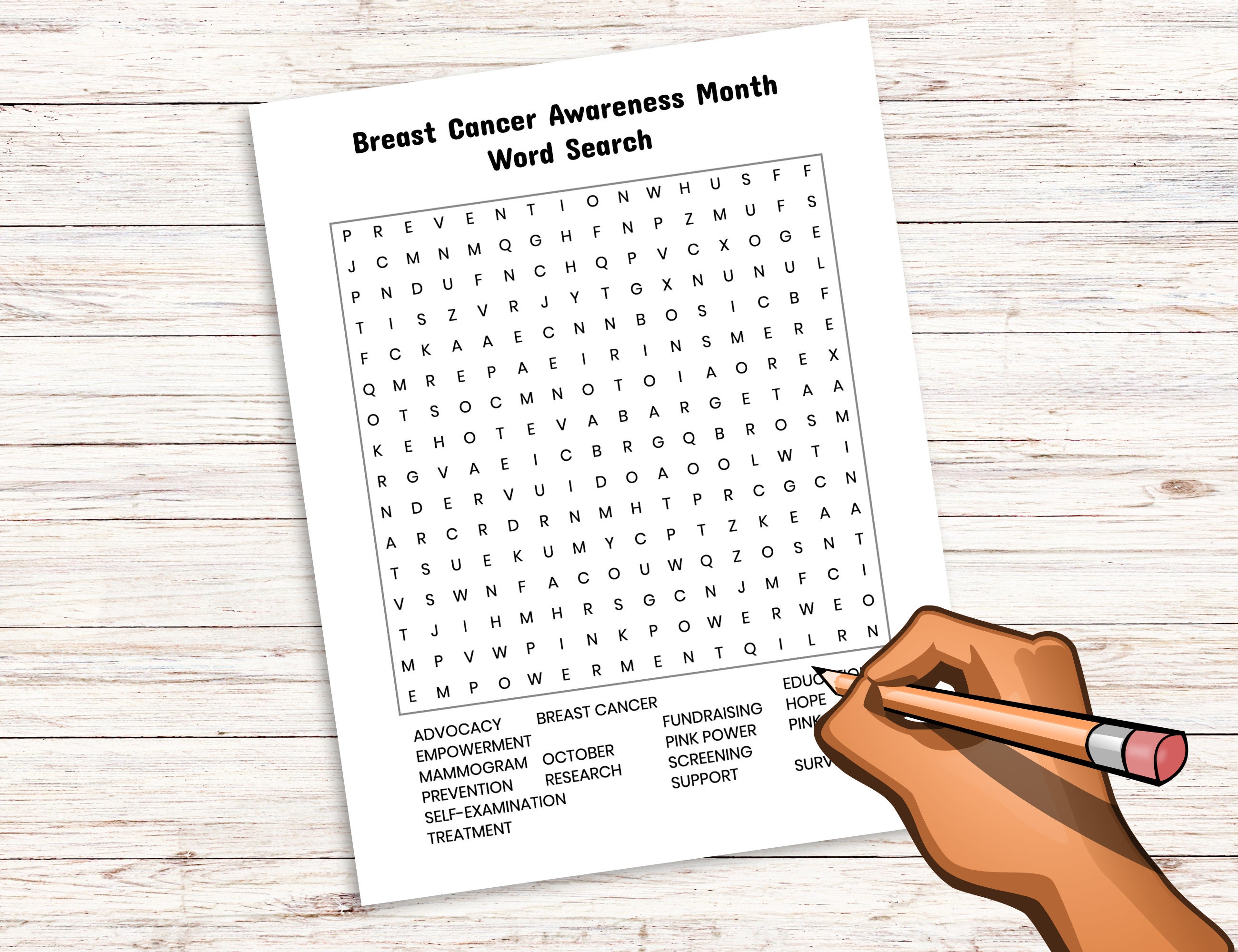 Breast Cancer Awareness Month | Word Puzzles & Games - Instant Dowload ...