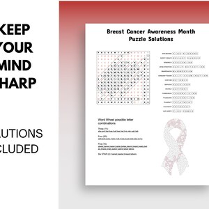 Breast Cancer Awareness Month | Word Puzzles & Games - Instant Dowload ...