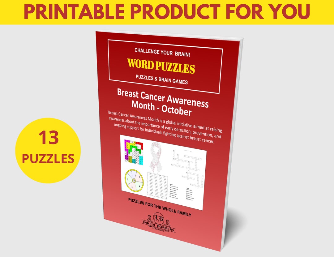 Breast Cancer Awareness Month | Word Puzzles & Games - Instant Dowload ...