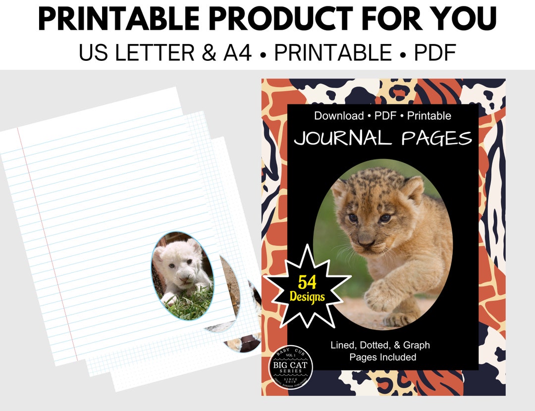 Tiger Cub Lovers Journal for Writing | Notebook Paper Pages Printable ...