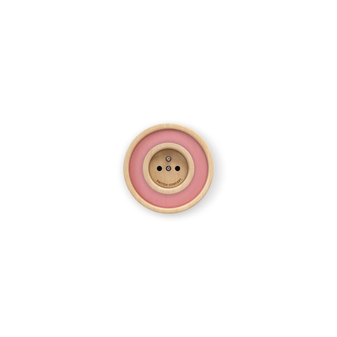 Single Circle Color Wooden Socket – Plywood Retro Electric Outlet ...