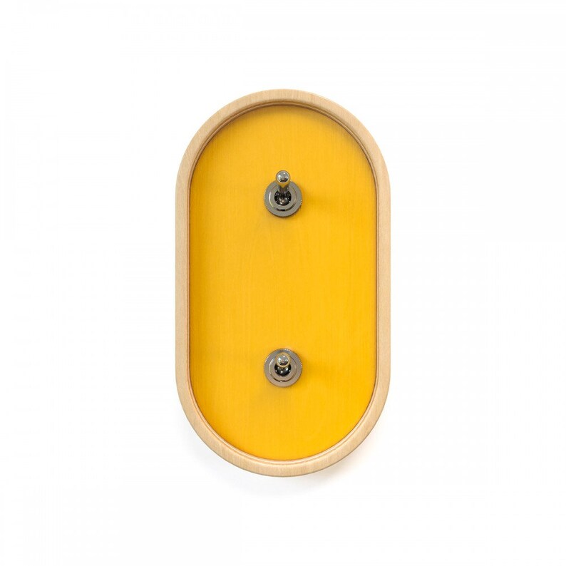 Double Circle Vertical Vintage Stylish Plywood Light Switch Retro ...