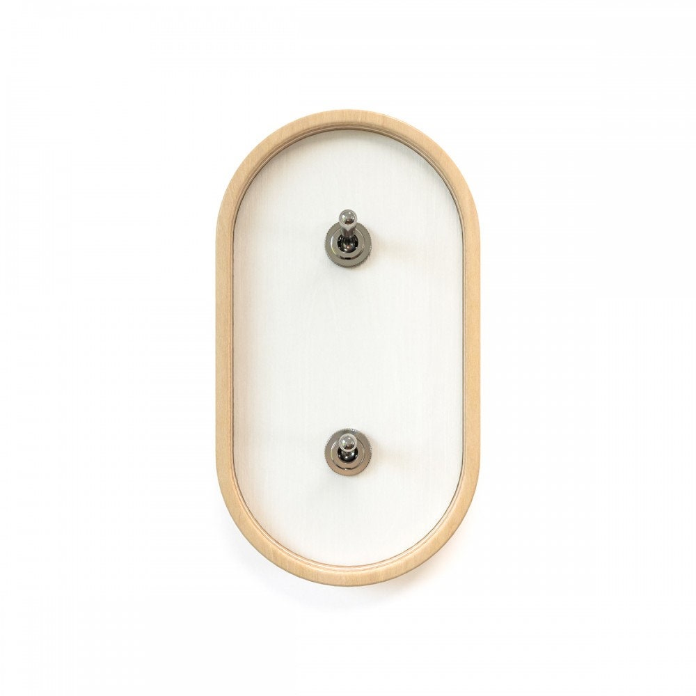 Double Circle Vertical Vintage Stylish Plywood Light Switch Retro ...