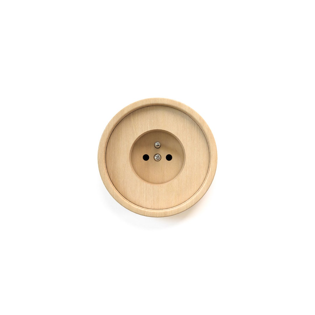 Single Circle Retro Plywood Socket Boho Rustic Wooden Electric Socket ...