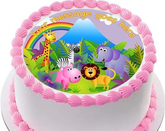 Animals Photo Round Circle Cake Icing or Wafer Topper Decoration ...