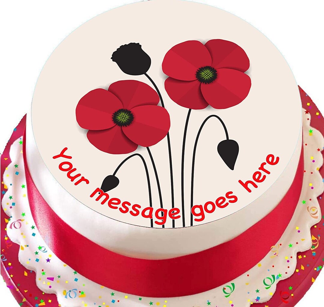 Poppies 19 Cm (7.5") Round Edible Cake Topper and Printed With Your ...