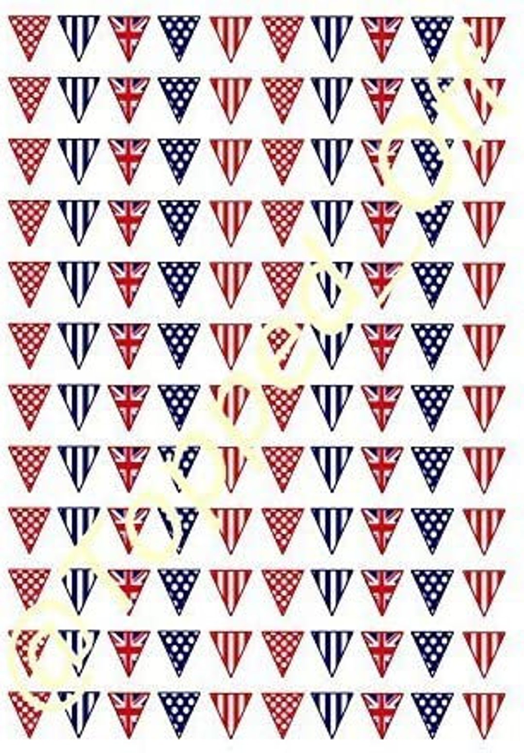 120 Small Union Jack Flags, Polka Dots & Stripes Edible Bunting on ...
