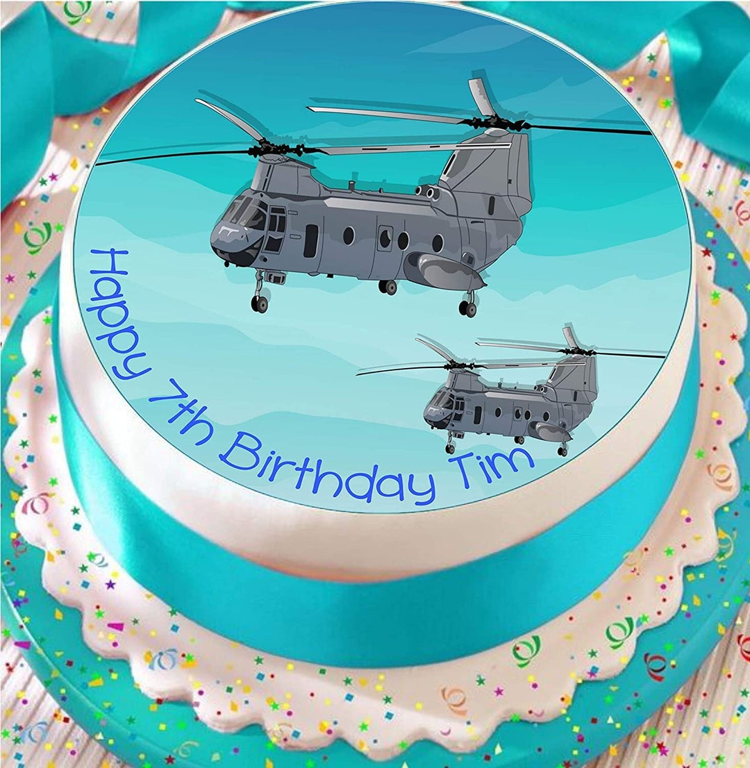 Army/raf Chinook Helicopters 19 Cm (7.5") Round Edible Cake Topper and ...