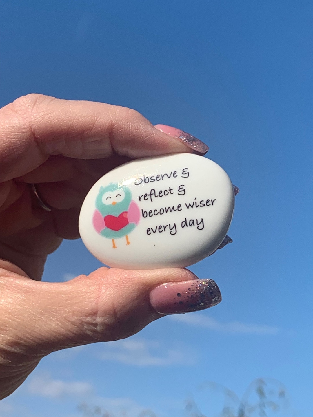 Cute Wise Owl Pocket Hug Pebble Decorated Stone Memento - Etsy