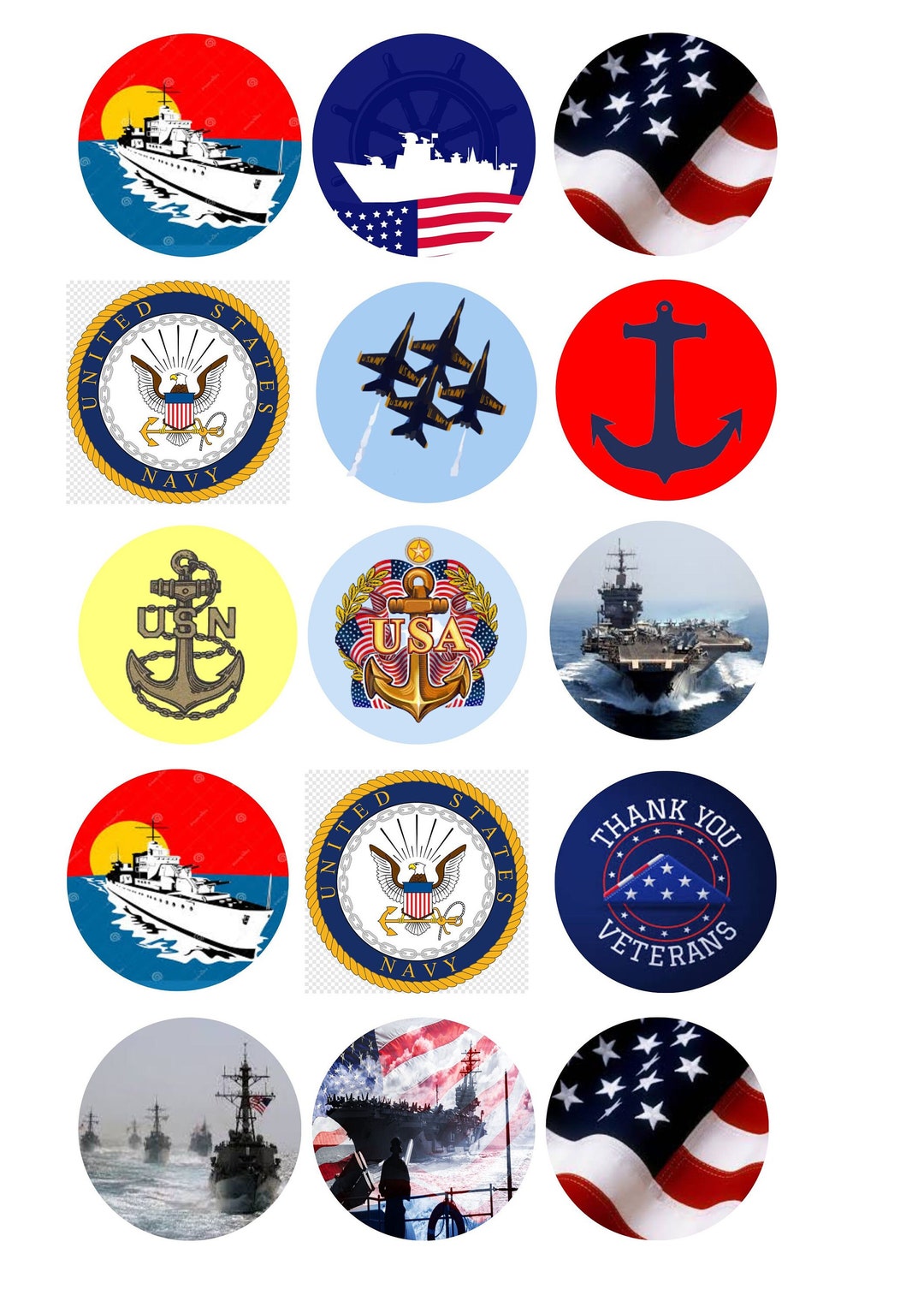 US Navy Round Pre-cut Edible Cup Cake Topper Decorations - Etsy