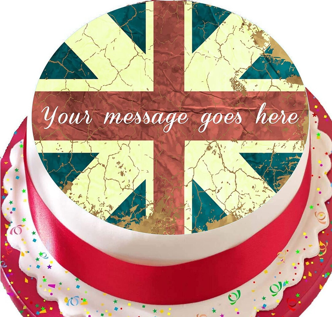 Union Jack 7.5" (19cm) Round Edible Cake Topper Decoration - Etsy