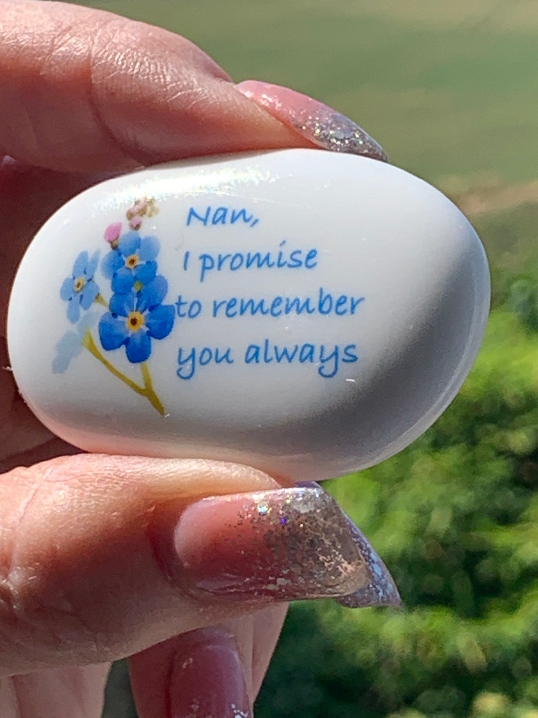 Forget-me-not, Remembrance, Positive Keepsake, Pocket Hug Pebble ...