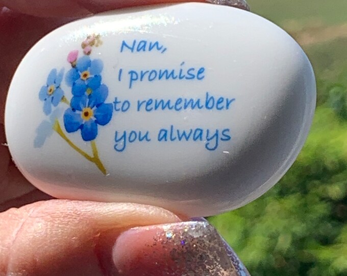 Set of 3 Hand Painted Scottish Stone Sea Pebble Forget Me Nots Blue ...