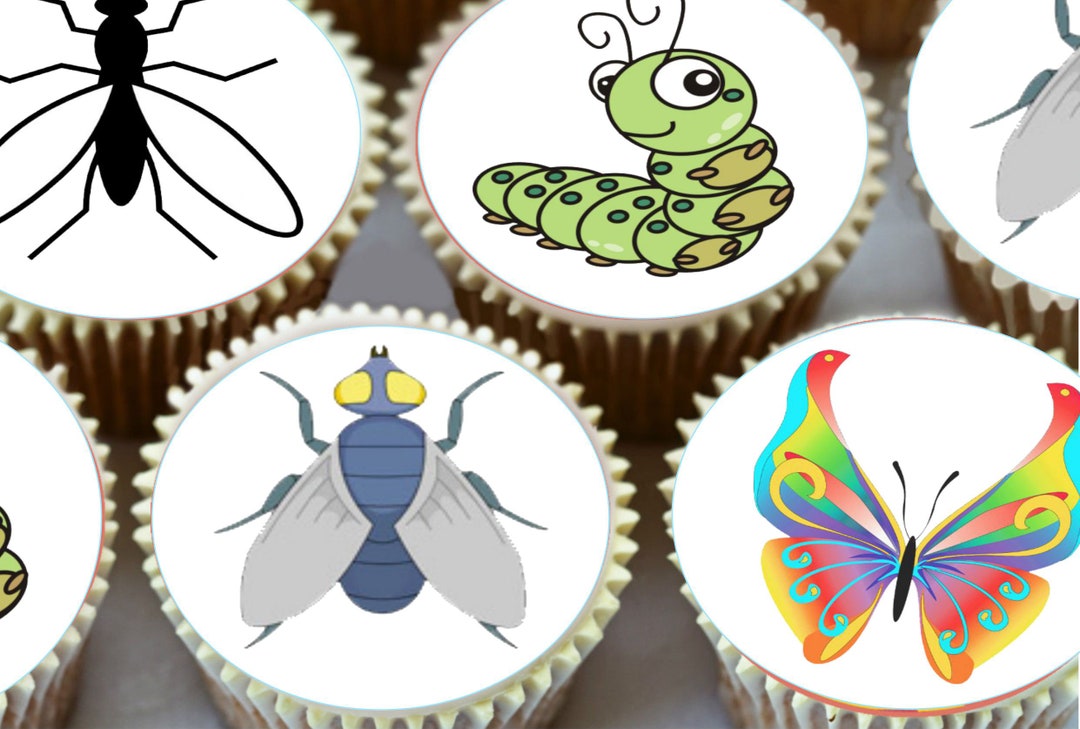 Cartoon Insects Round Pre-cut Edible Cup Cake Topper Decorations - Etsy