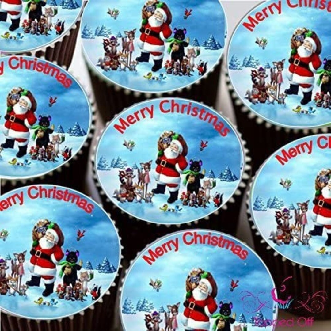 Merry Christmas Santa Edible Cake Decorations - Etsy