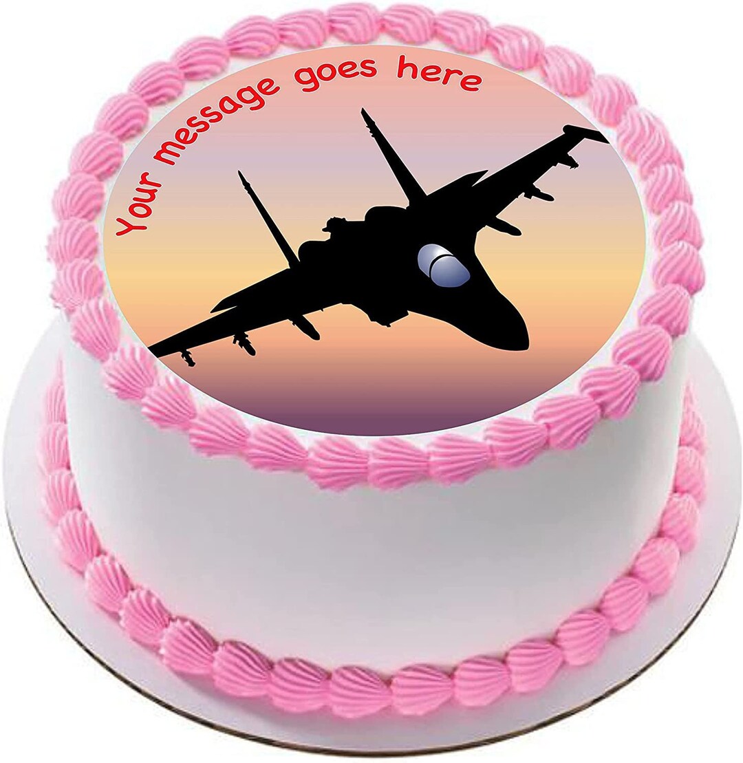 Airforce Jet 19 Cm (7.5") Round Edible Cake Topper - Etsy