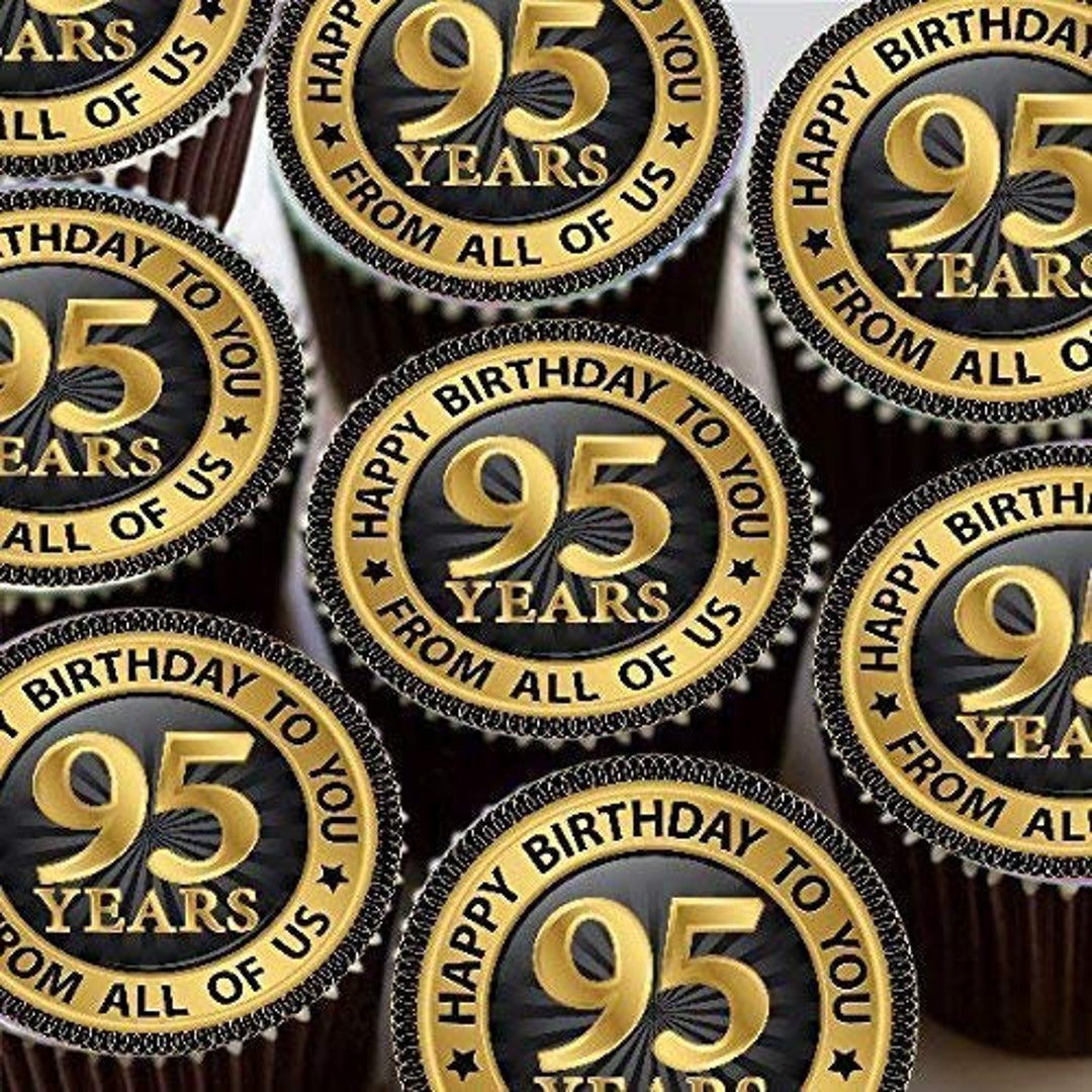 Happy 95th Birthday Round Pre-cut Edible Cup Cake Topper Decorations - Etsy