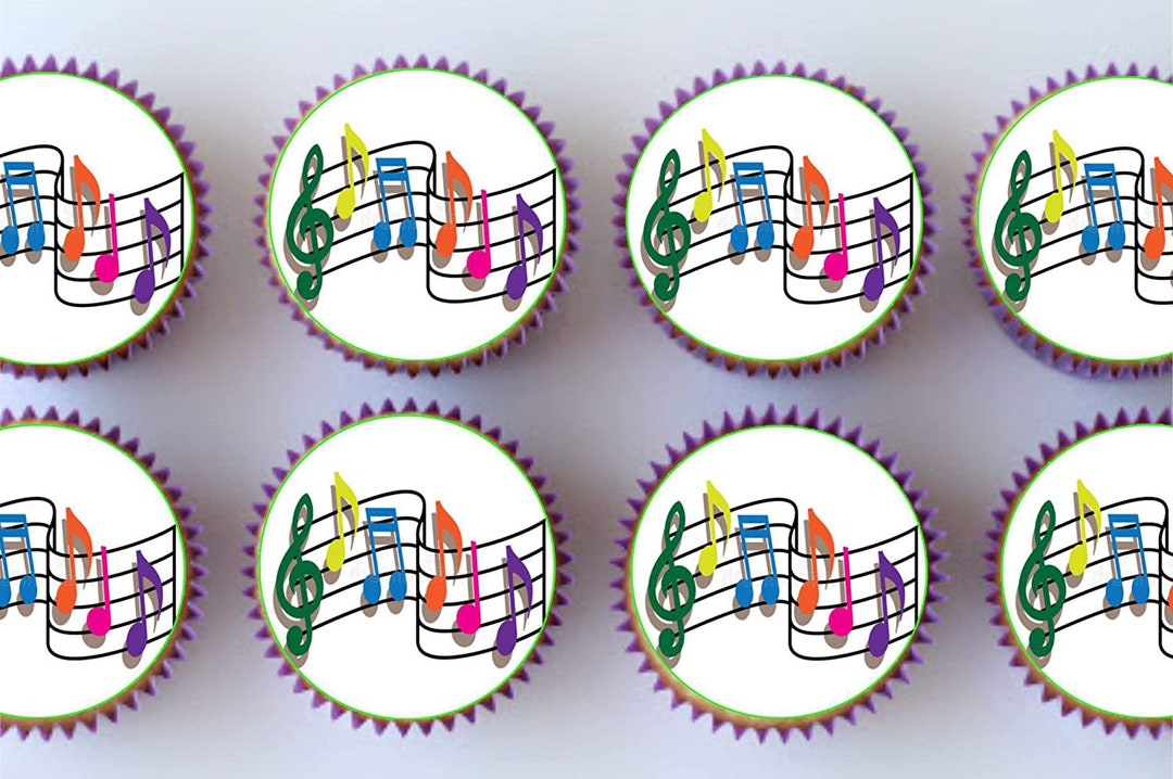 Musical Notes Round Pre-cut Edible Cup Cake Topper Decorations - Etsy