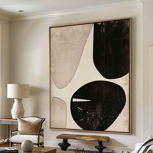Beige Wabi Sabi Wall Art Beige Black Minimalist Painting Large Texture ...