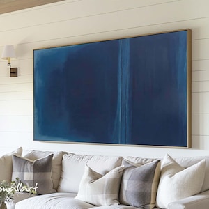 Large Blue Wall Art Blue Abstract Minimalist Painting Navy Blue ...