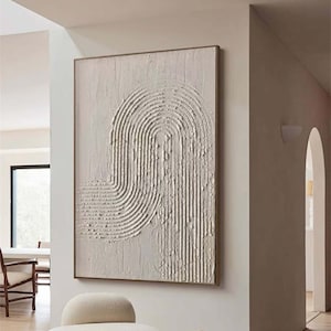 Zuiver beige minimalistisch schilderij op canvas grote gips - Etsy België