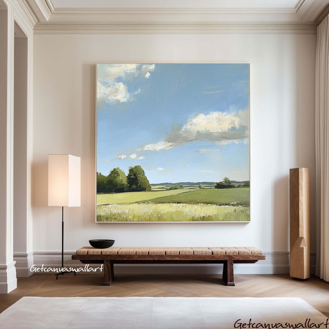 Green Abstract Landscape Painting Large Texture Canvas Art Green Field ...