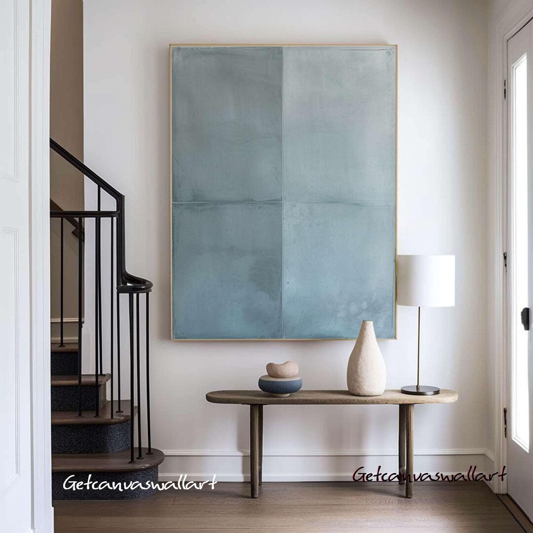Large Blue Wall Art Blue Minimalist Abstract Painting Original Oil ...