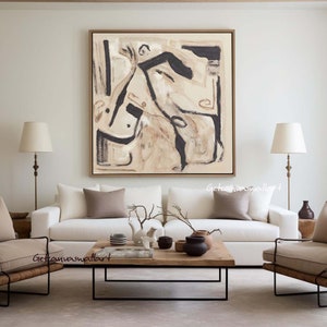 Beige Abstract Wall Art Wabi Sabi Abstract Painting Large Biege Texture ...