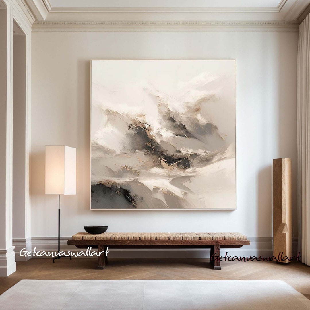 Beige Abstract Painting Beige Texture Canvas Art Wabi Sabi Wall Art ...