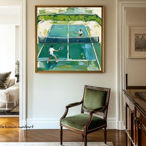 Green Tennis Court Painting Large Green Textured Wall Art Abstract ...