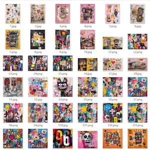 Large Abstract Graffiti Beige Painting Colorful Pop Painting Neutral ...