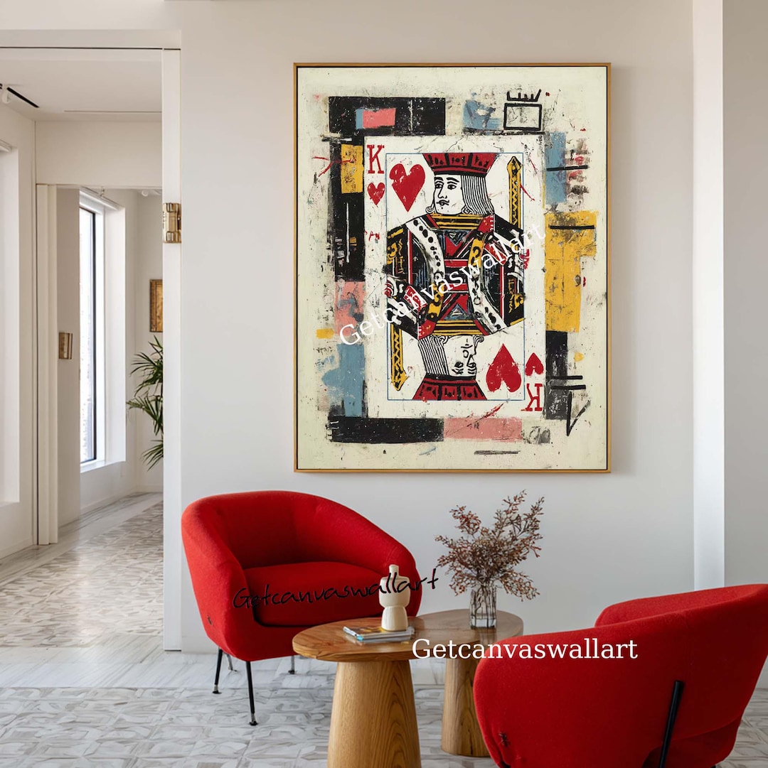 Pop Art Playing Card Painting King of Hearts Abstract Wall Art Modern ...