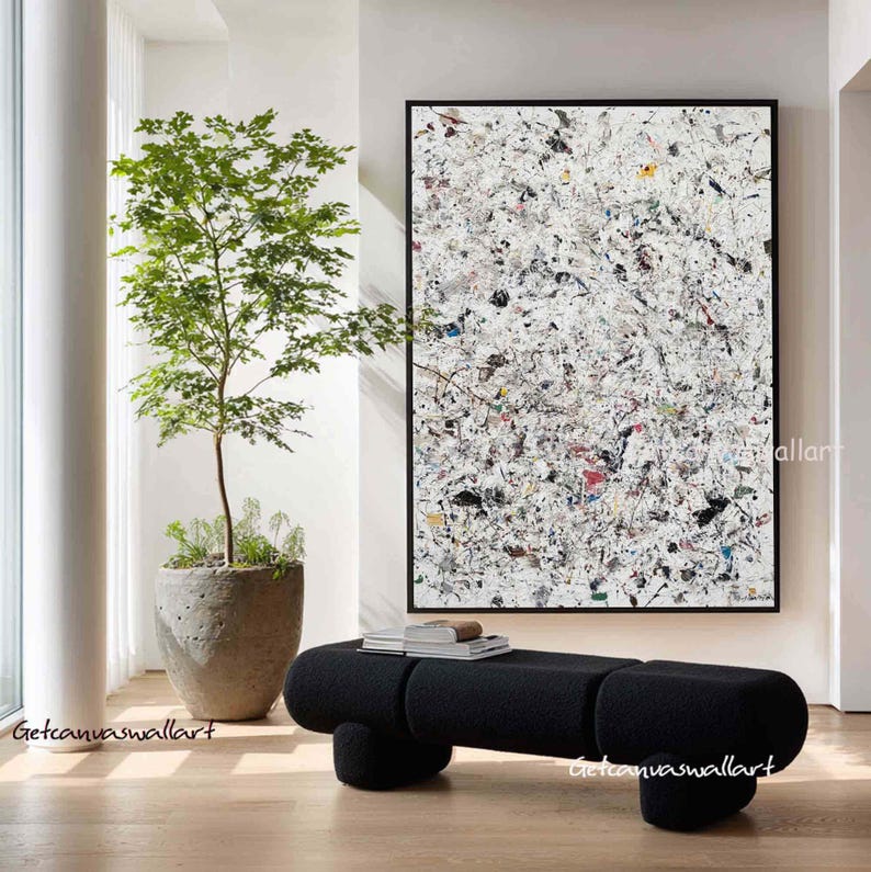 Black & White Pollock Art Large Abstract Expressionist Painting ...