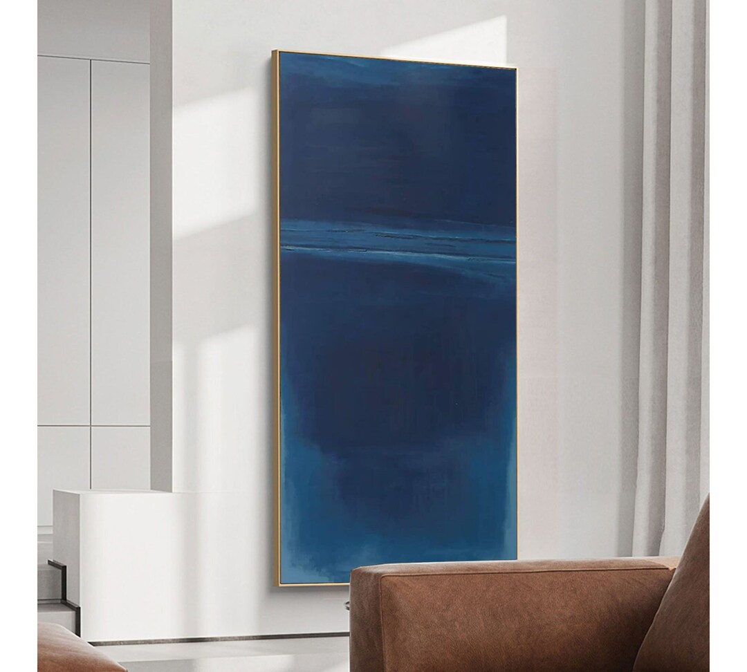Large Blue Wall Art Blue Abstract Painting Scandinaian Wall - Etsy