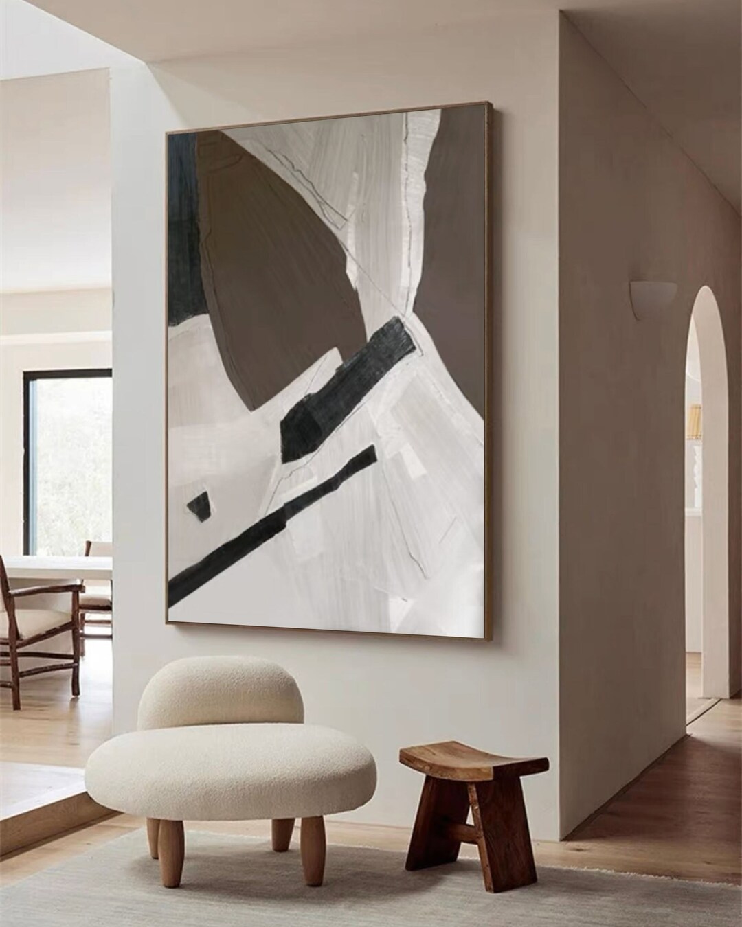 Brown and Beige Texture Wall Art Brown Minimalist Painting on Canvas ...