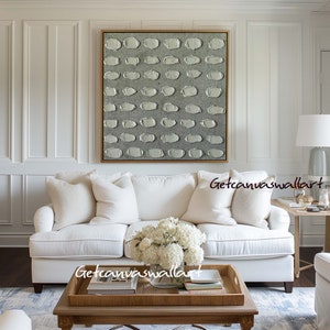 Sage Green 3D Texture Painting on Canvas: Minimalist Living Room Wall ...